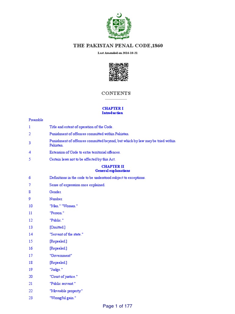 Overview of the Pakistan Penal Code | PDF | Forgery | Defamation