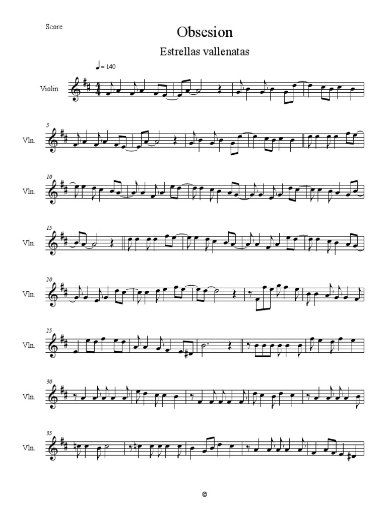 Obsesion Vallenato Violin Dm Pdf