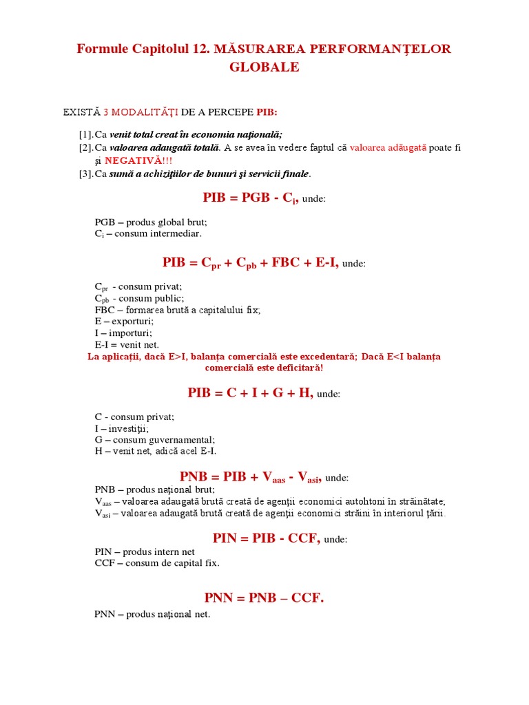 Formule Capitolul 12 PDF | PDF