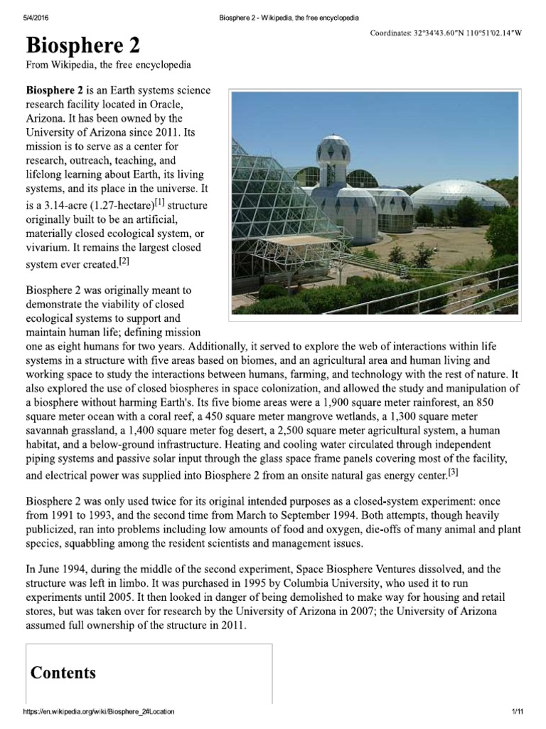 Biosphere 2 Project | PDF