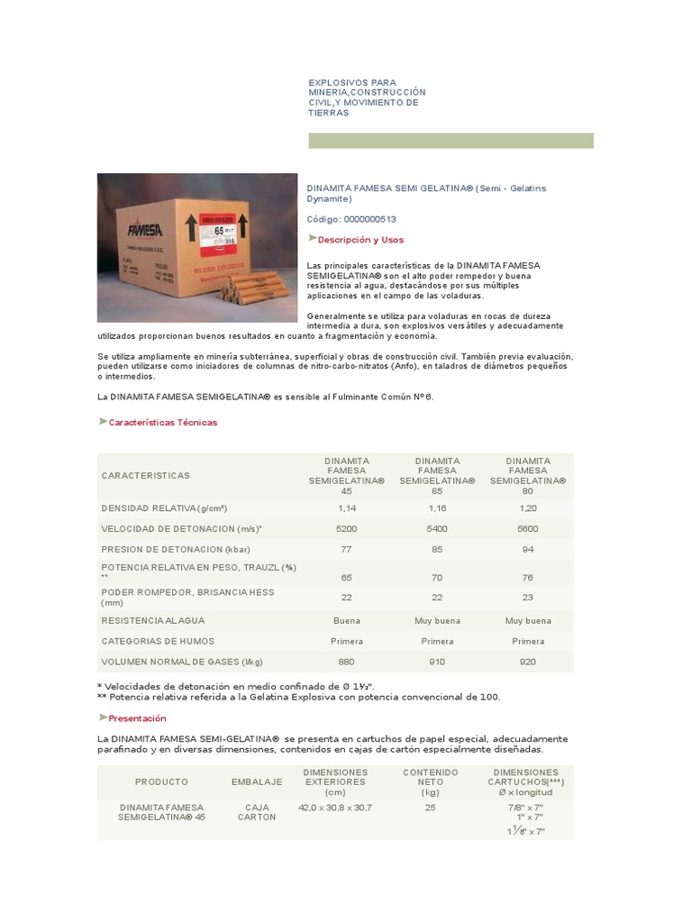 Famesa Explosivos | PDF | Material explosivo | Explosión