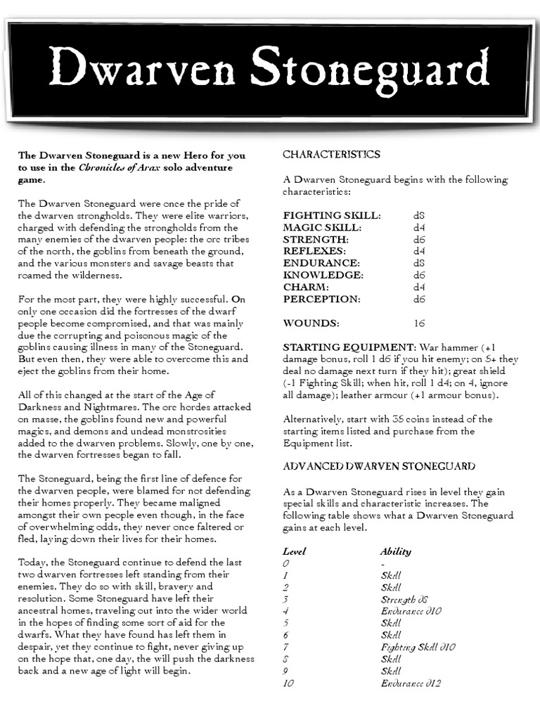 Dwarven Stoneguard | PDF | Runes | Fantasy