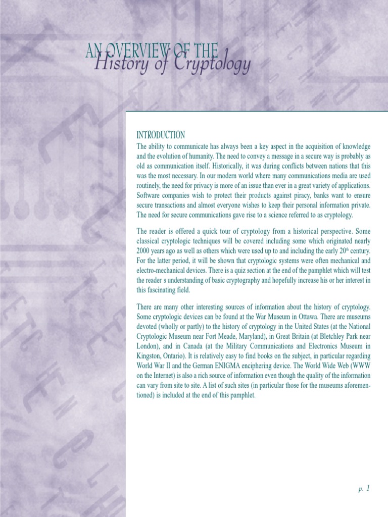 An Overview of The History of Cryptology | PDF | Cryptography | Cipher