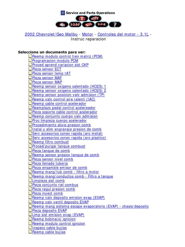 Manual de Taller y Reparacion Chevrolet Malibu | PDF | Acelerador | Terminal de computadora