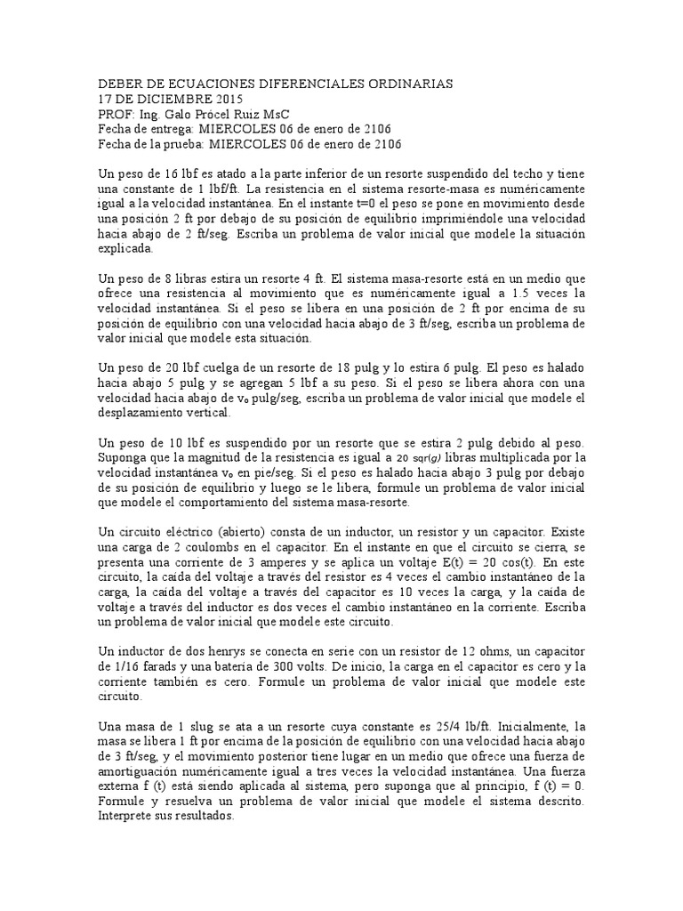 EDO Deber 3 | PDF | Condensador | Velocidad