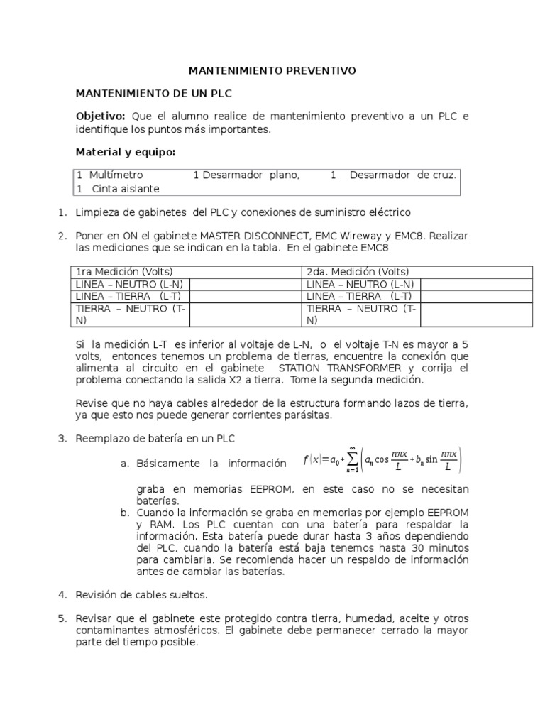 Mantenimiento Preventivo de Un PLC | PDF | Sistema de control | Medición