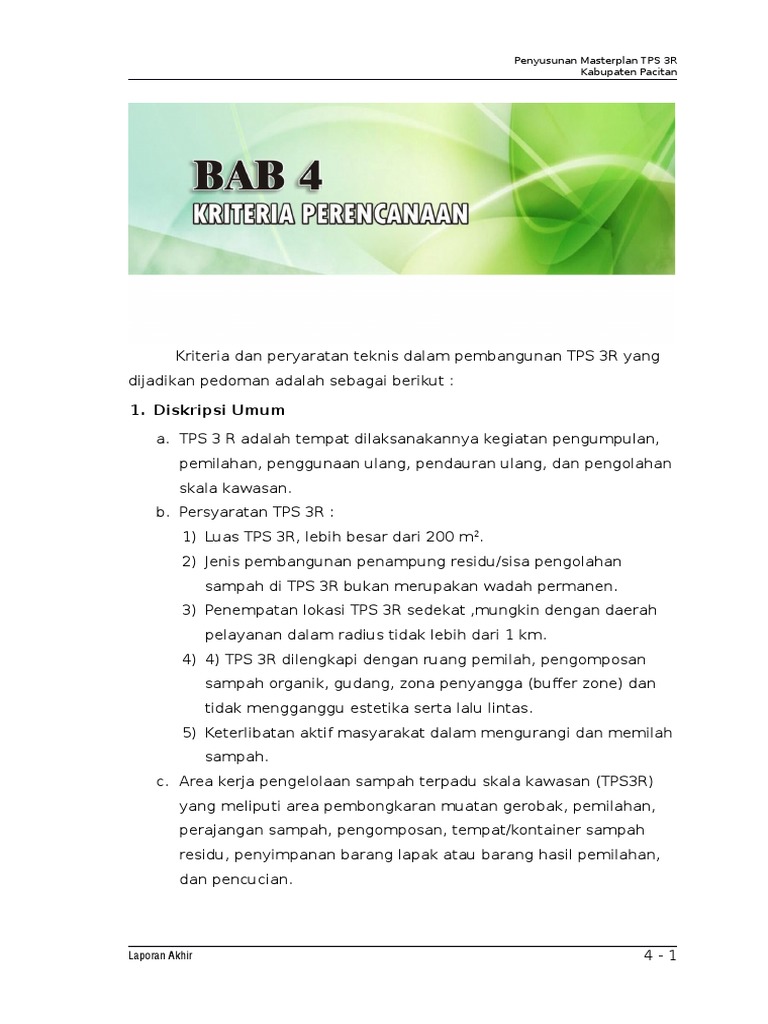 Kriteria Perencanaan Tps 3r | PDF