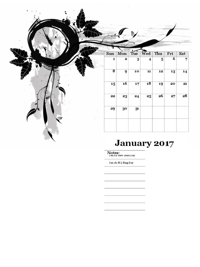 2017 Monthly Calendar Design Template 05 | PDF