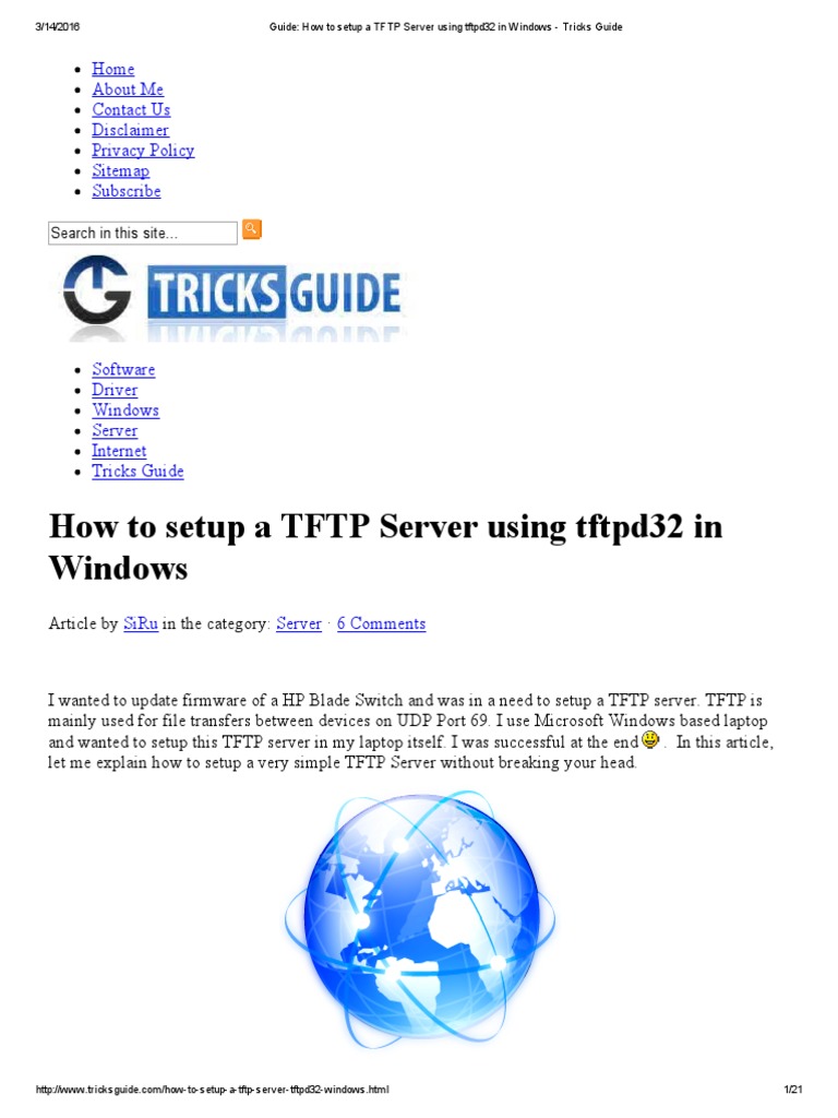 TFTP How To Setup A TFTP Server Using Tftpd32 In Windows PDF
