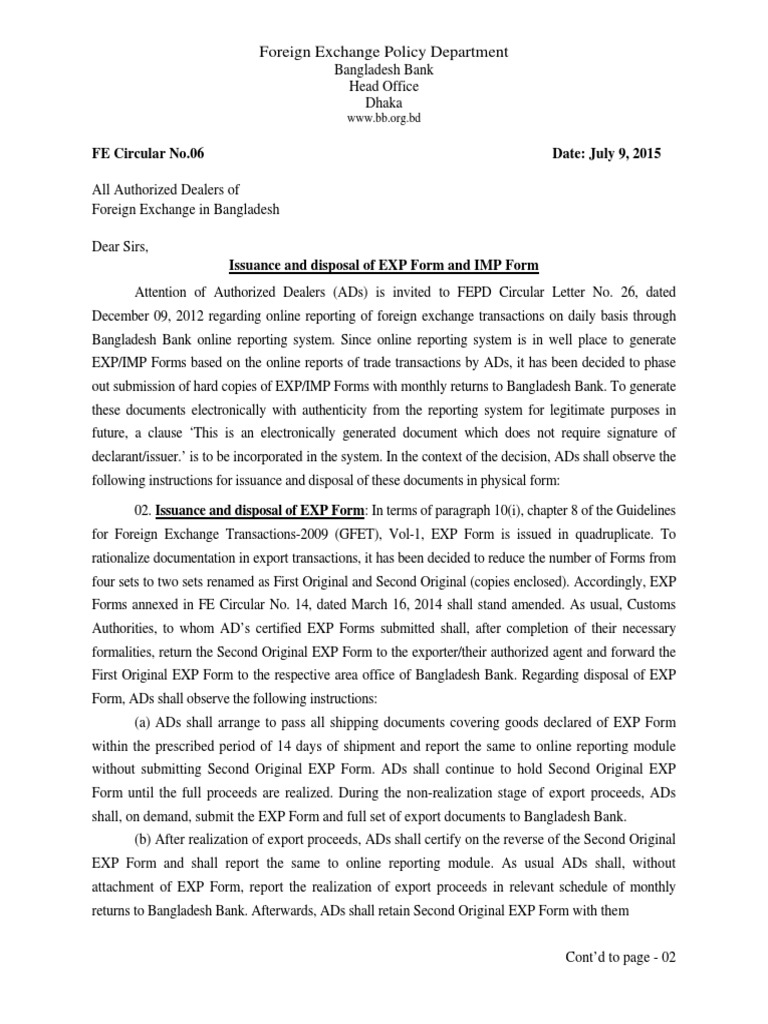 EXP Form Issuance and Disposal Guidelines | PDF | Invoice | Letter Of ...