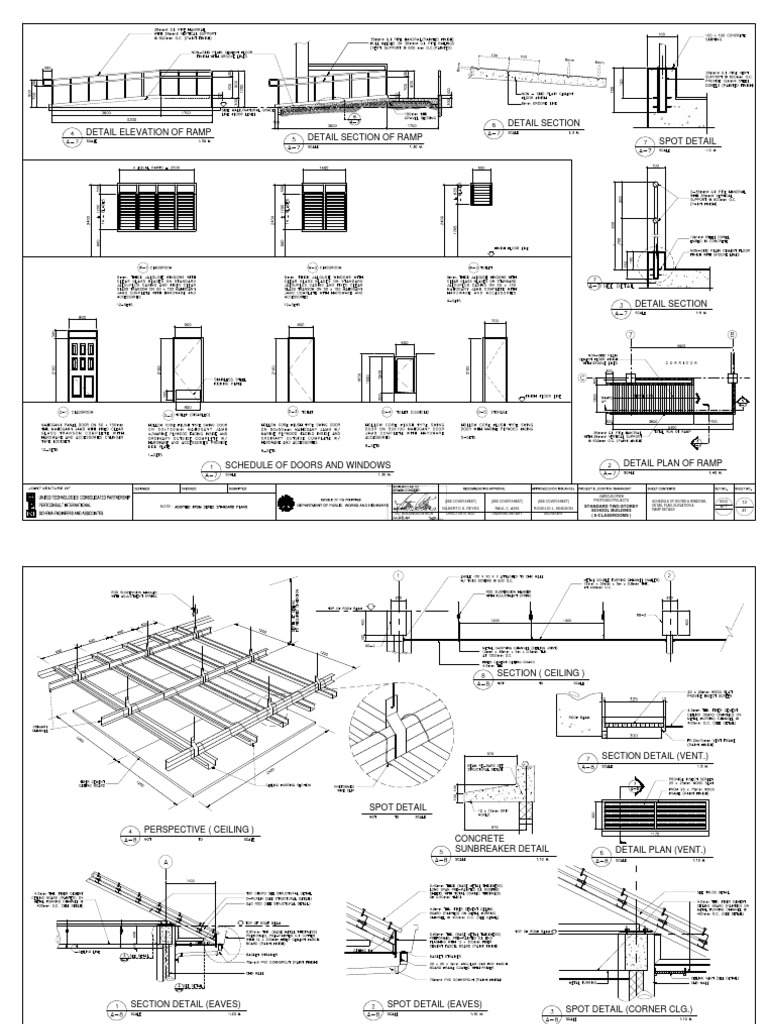 Detail Elevation of Ramp Spot Detail Detail Section Detail Section of ...