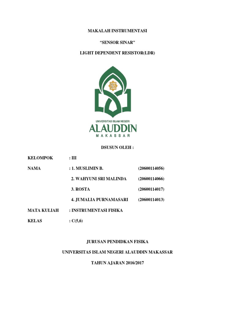 Makalah Sensor Sinar (LDR) | PDF
