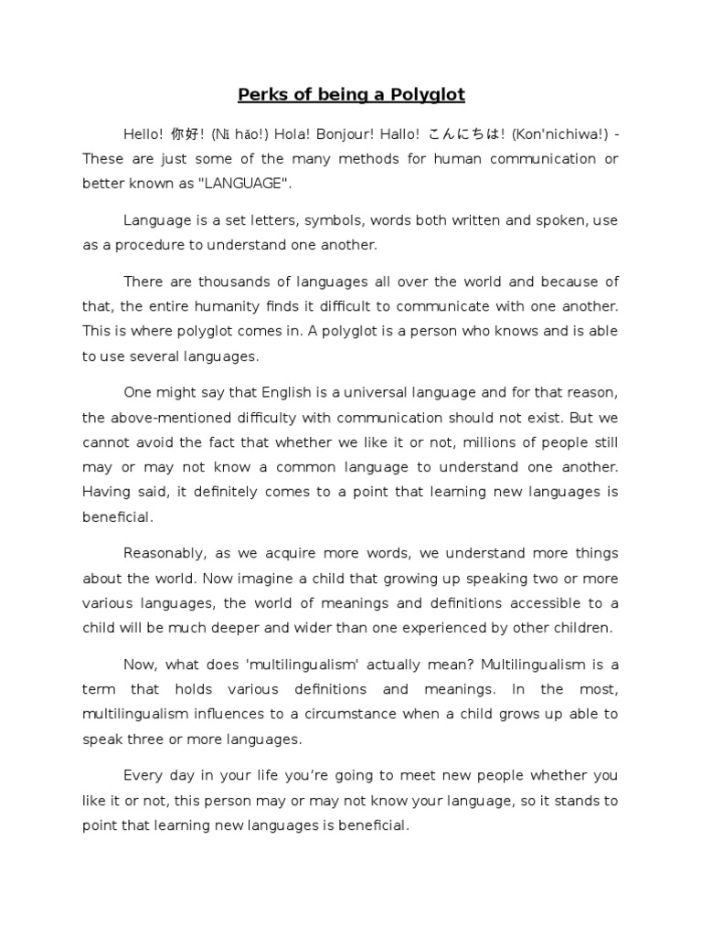 Perks of Being A Polyglot | PDF | Multilingualism | Working Memory