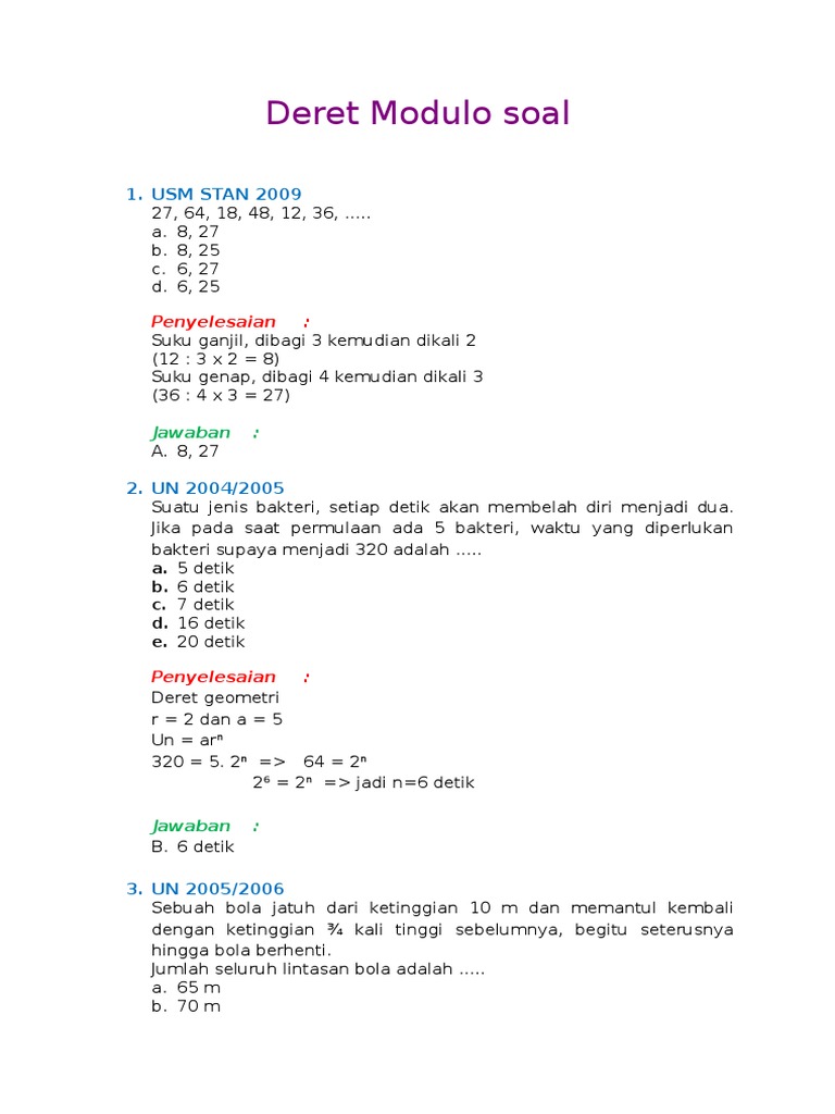 Deret Modulo Soal | PDF | Metode & Bahan Ajar