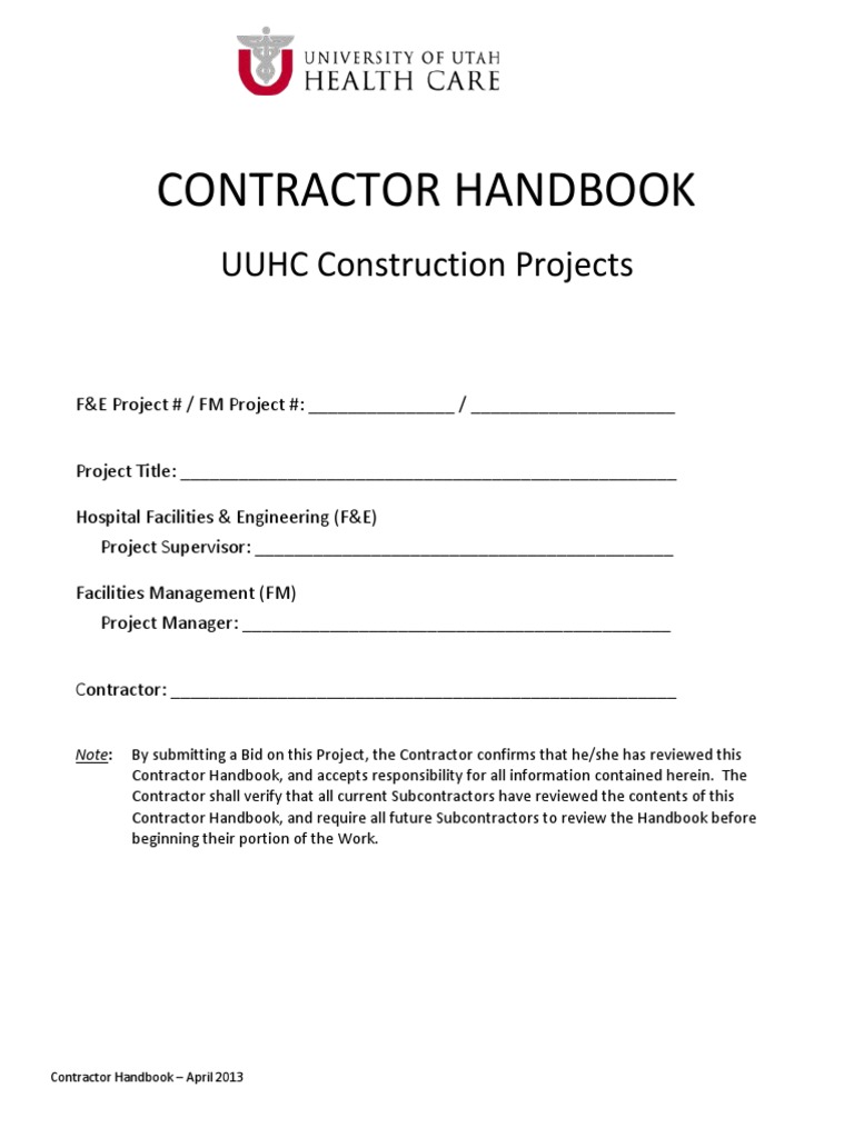 UUHC Construction Projects Handbook | PDF | General Contractor ...