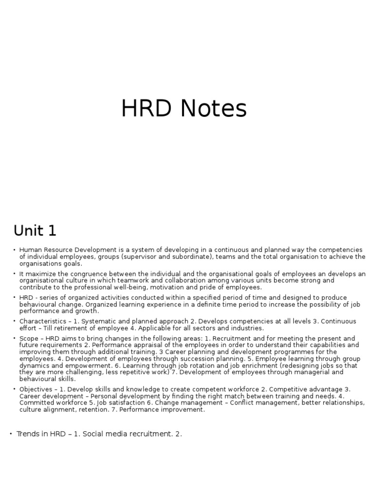HRD Notes | PDF