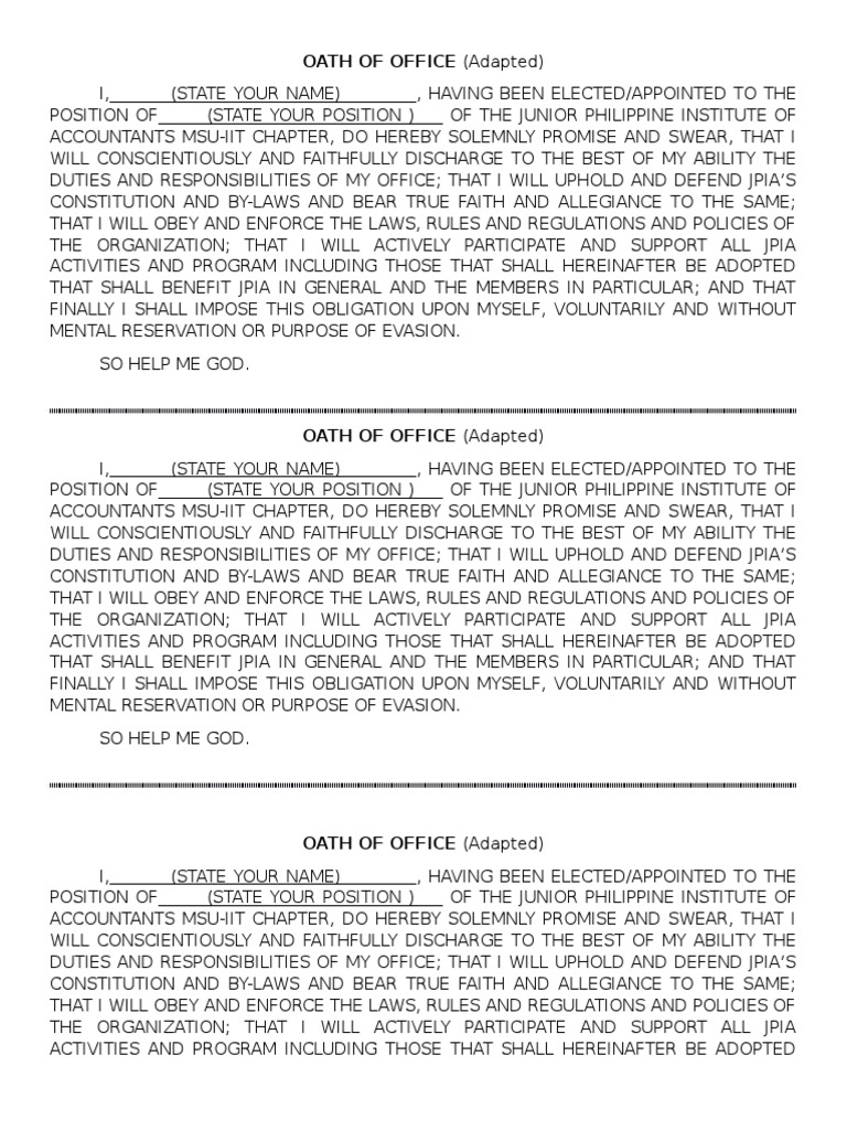 Oath of Office | PDF | Oath Of Office | Public Law