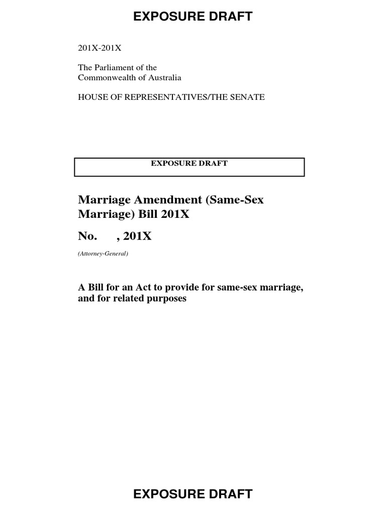 Exposure Draft of The Marriage Amendment (Same-Sex Marriage) Bill | PDF ...