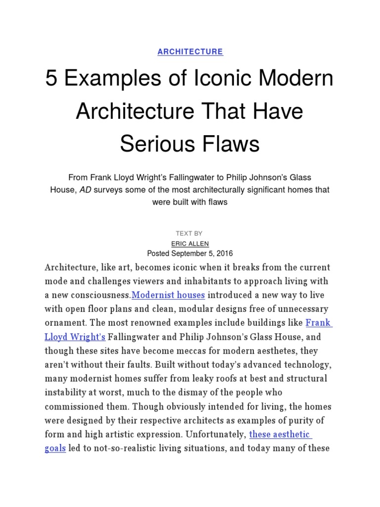5 Examples of Iconic Modern Architecture That Have Serious Flaws | PDF ...