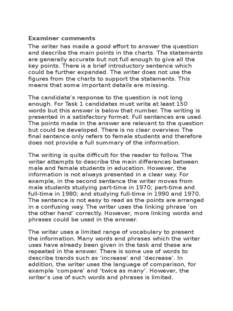 Examiner Comments- Writing Sample Task 1A | Syntactic Relationships ...