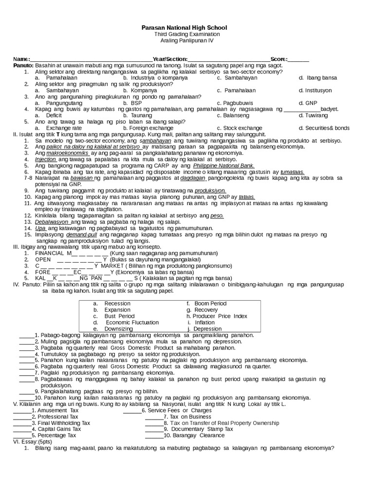 Third Grading Examination | PDF