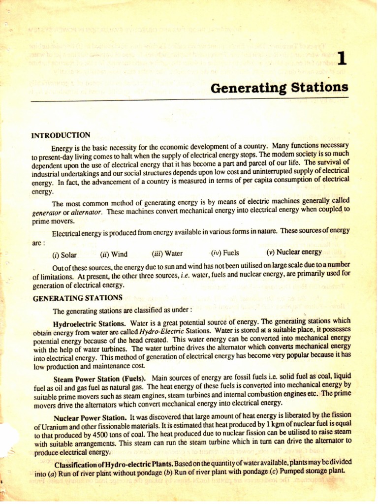 01 Generating Stations | PDF