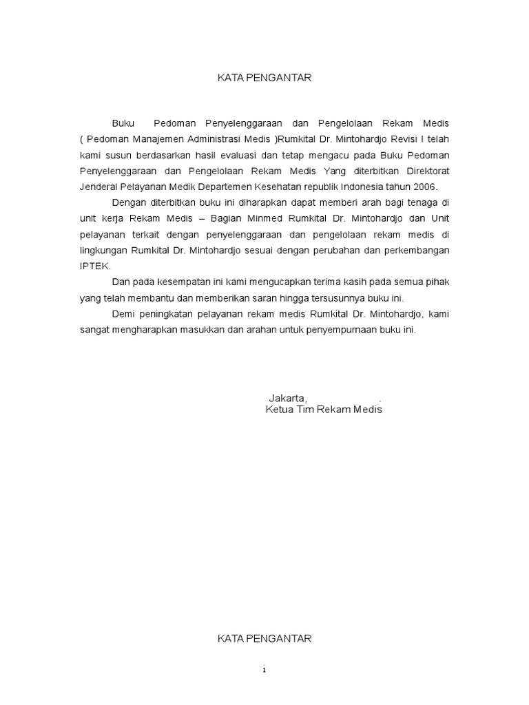 Kata Pengantar Sim Rs | PDF