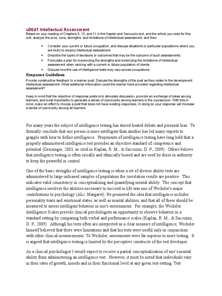 U06d1 Intellectual Assessment | PDF | Intelligence Quotient ...