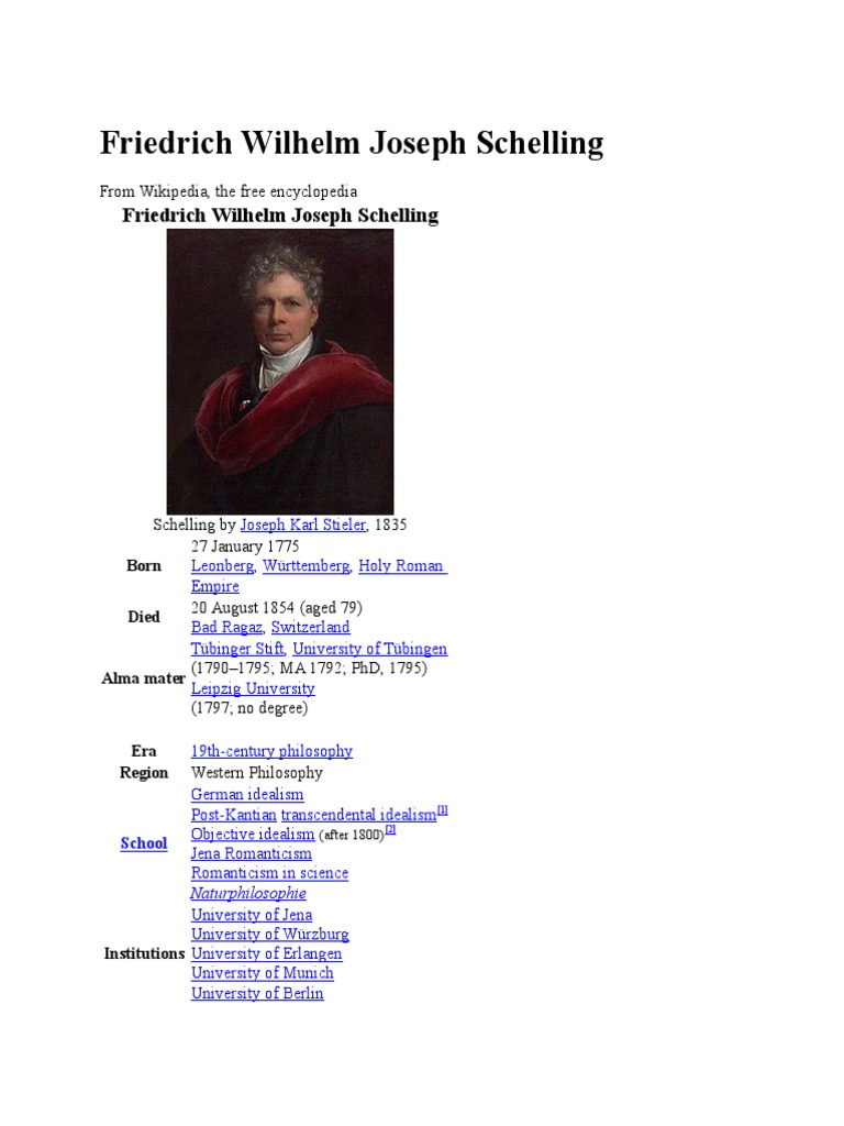 Friedrich Wilhelm Joseph Schelling | PDF | Georg Wilhelm Friedrich ...