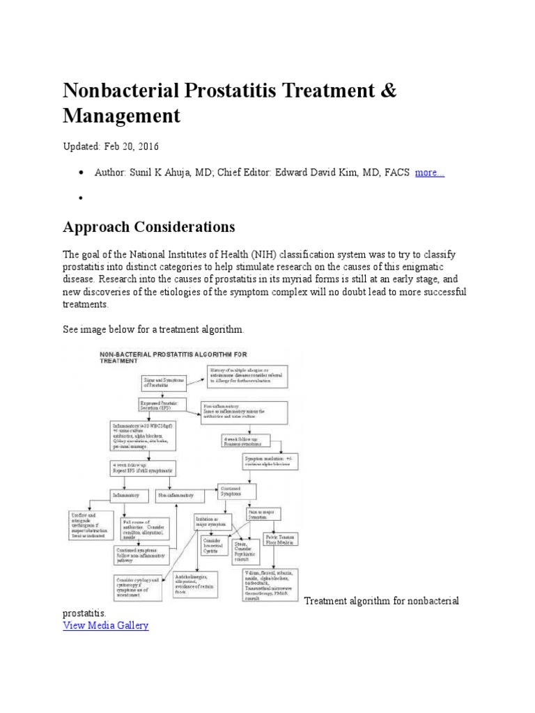 Nonbacterial Prostatitis Treatment & Management: Approach ...