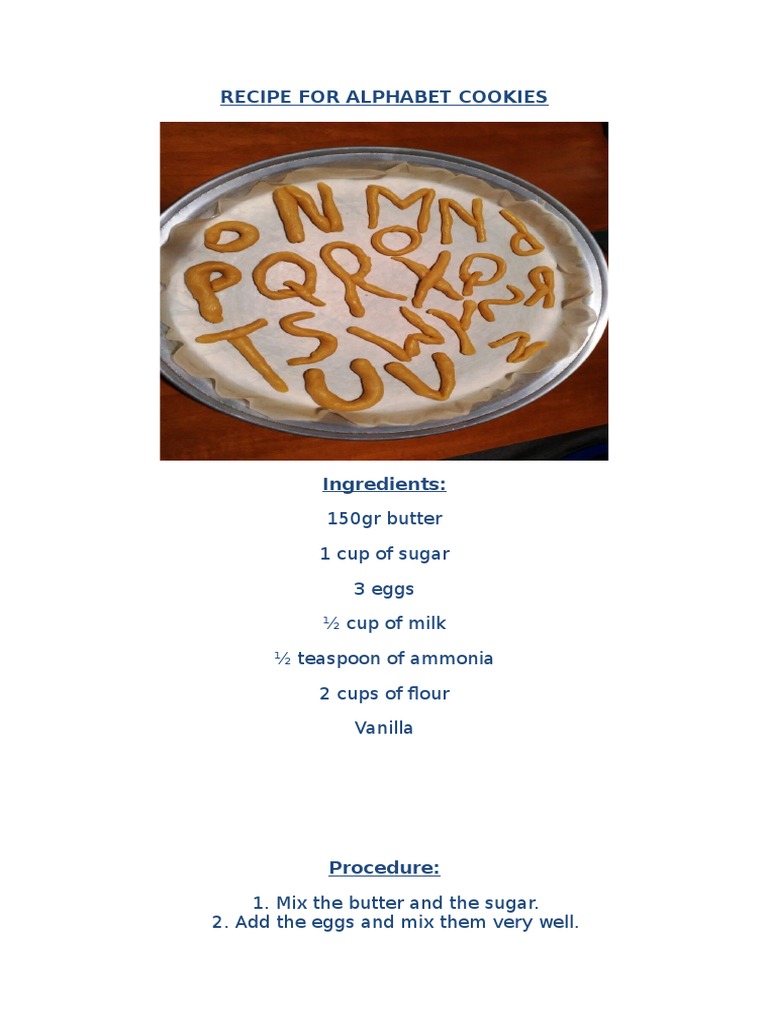 Recipe For Alphabet Cookies | PDF