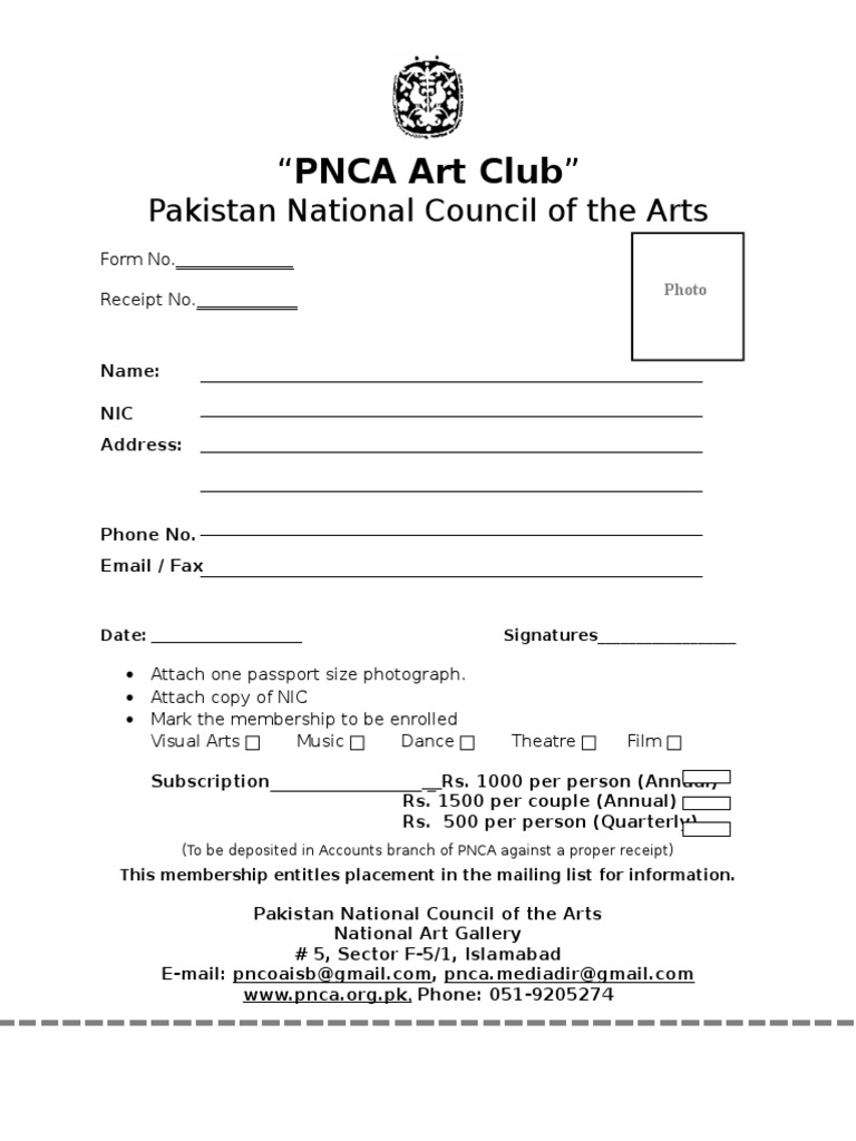 Art Club Form | PDF | Sports & Recreation