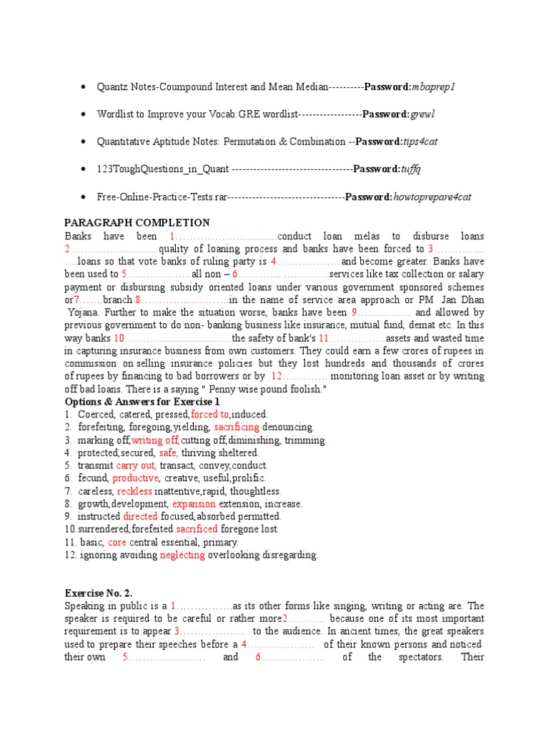 Paragraph Completion