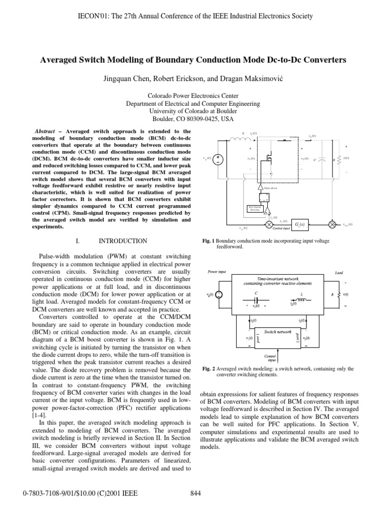 Averaged Switch Modeling of Boundary Conduction Mode Dc-to-Dc Converters | PDF | Electronic ...