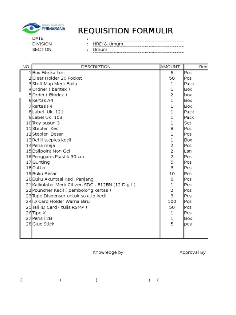 Formulir Permintaan Barang | PDF