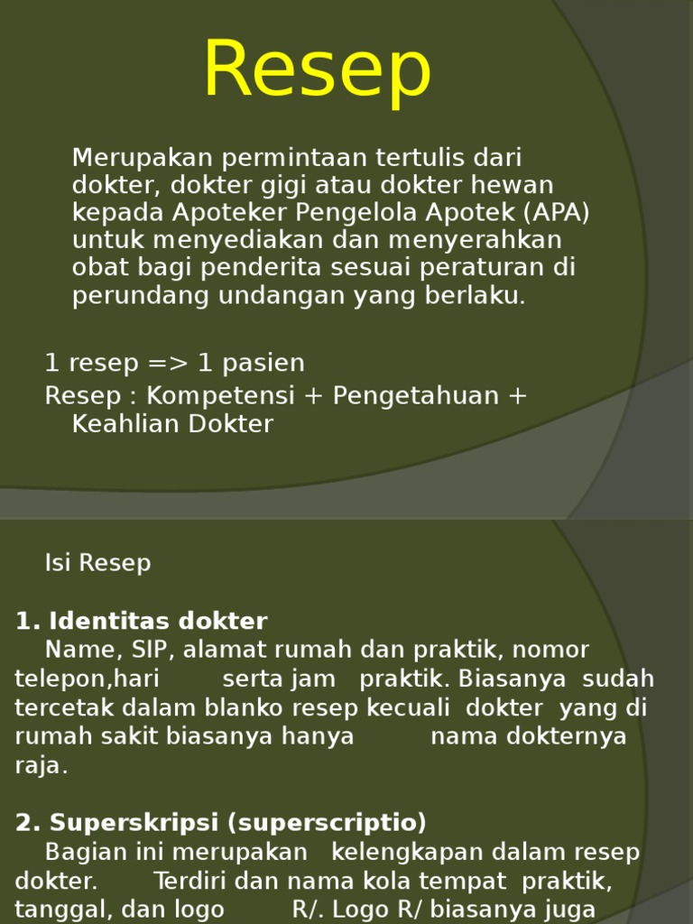 Struktur dan Istilah dalam Resep Medik | PDF