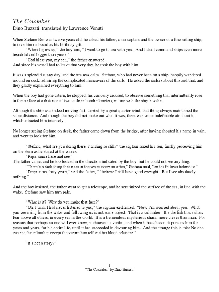 The Colomber by Dino Buzzati PDF | PDF | Ships | Water Transport