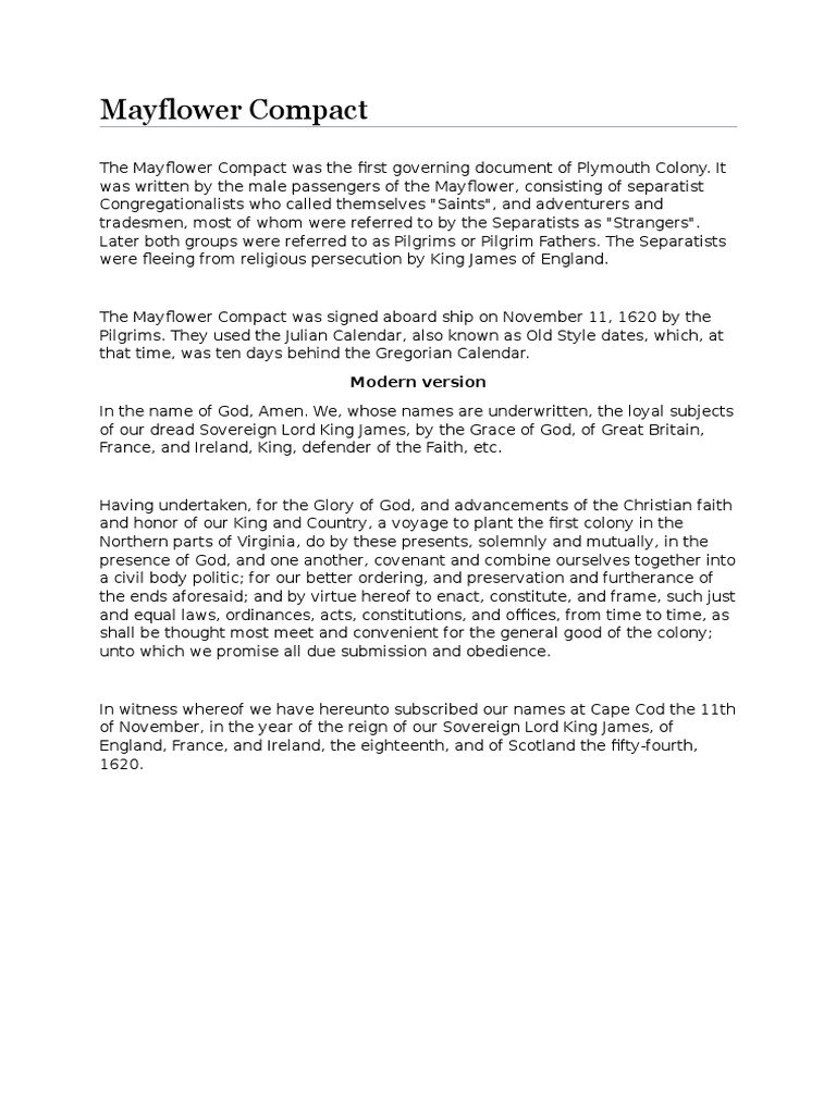 Mayflower Compact | PDF