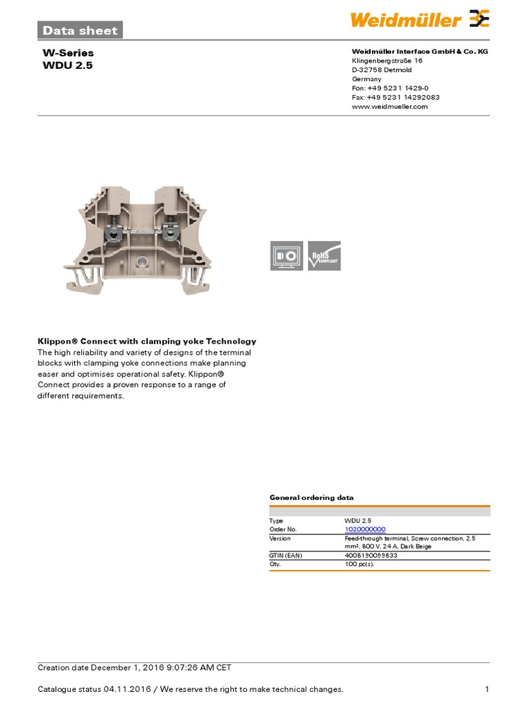 Data Sheet: W-Series WDU 2.5 | PDF | Business | Computers