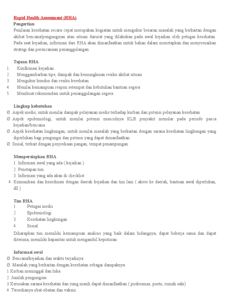 Rapid Health Assessment | PDF
