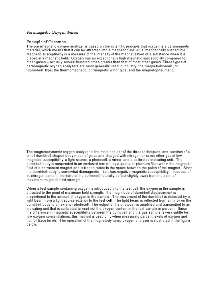Paramagnetic Oxygen Sensor | PDF | Magnetism | Anode