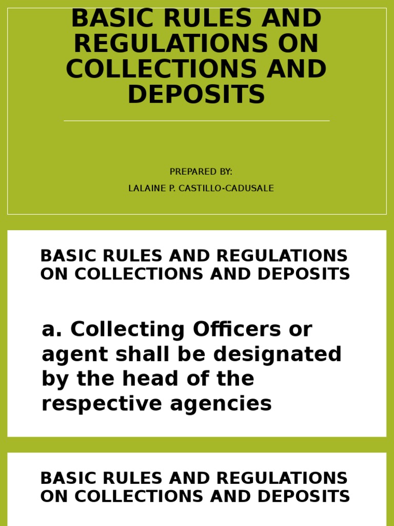Basic Rules and Regulations On Collections and Deposits | PDF | Cheque ...