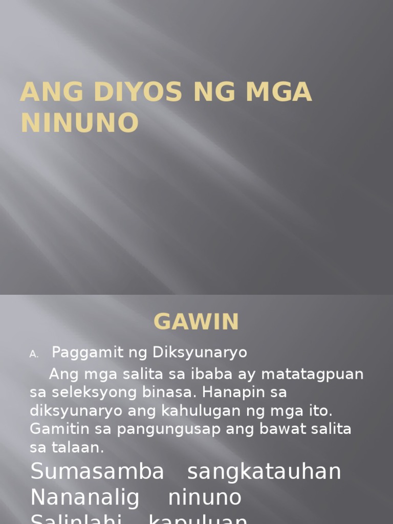 Ang Diyos NG Mga Ninuno | PDF