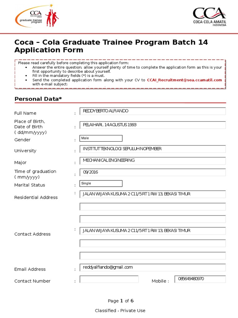 GTP 14 Application Form | PDF | Indonesia | Business