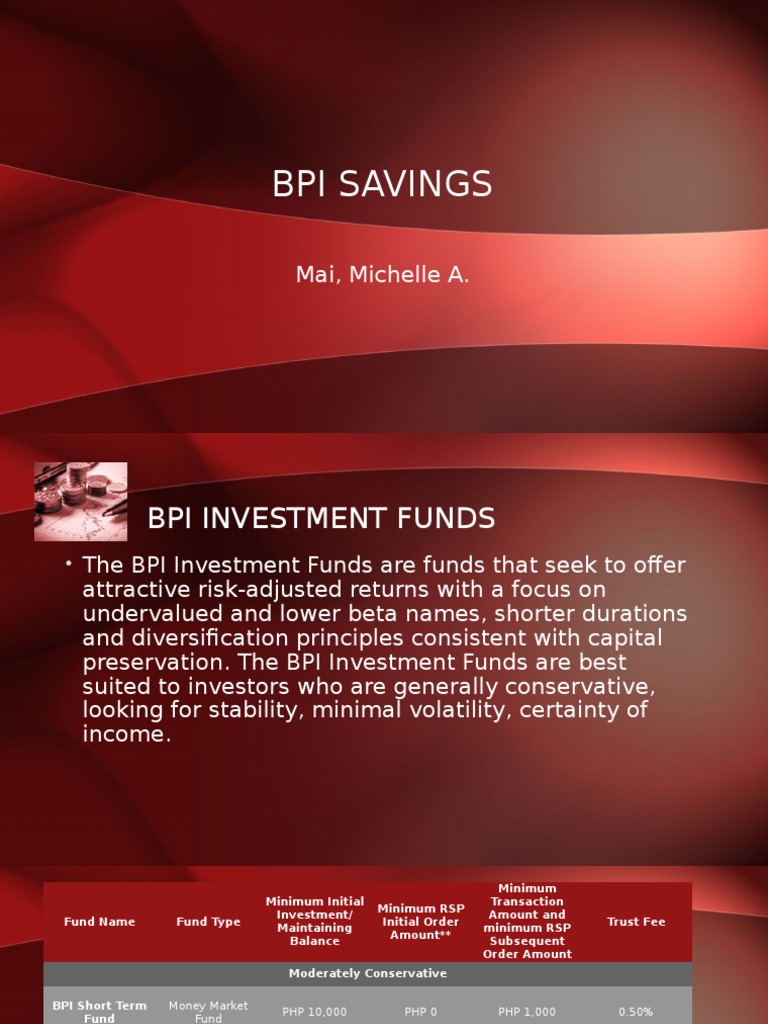 Bpi Savings: Mai, Michelle A | PDF | Life Insurance | Fund Of Funds