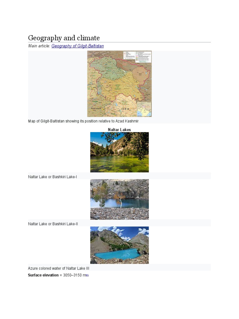 Geography and Climate: Geography of Gilgit-Baltistan | PDF