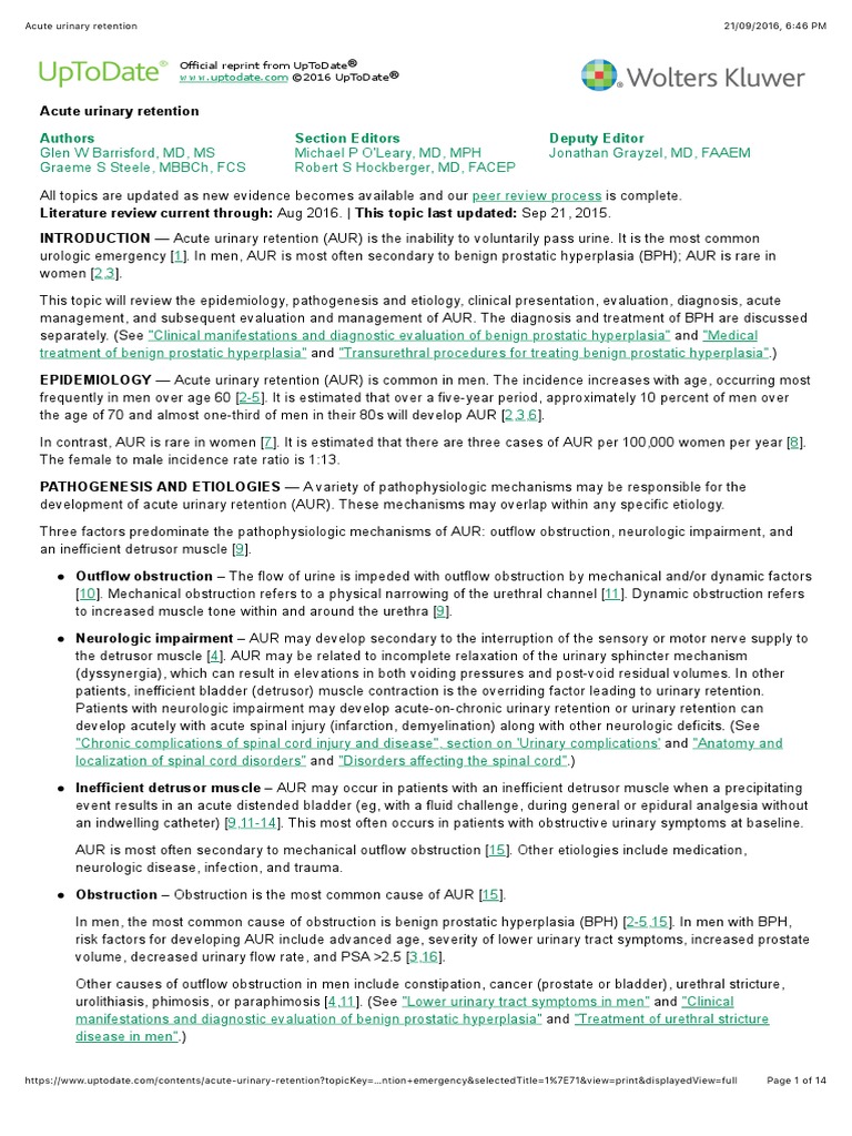 Acute Urinary Retention | PDF | Urinary Incontinence | Urology