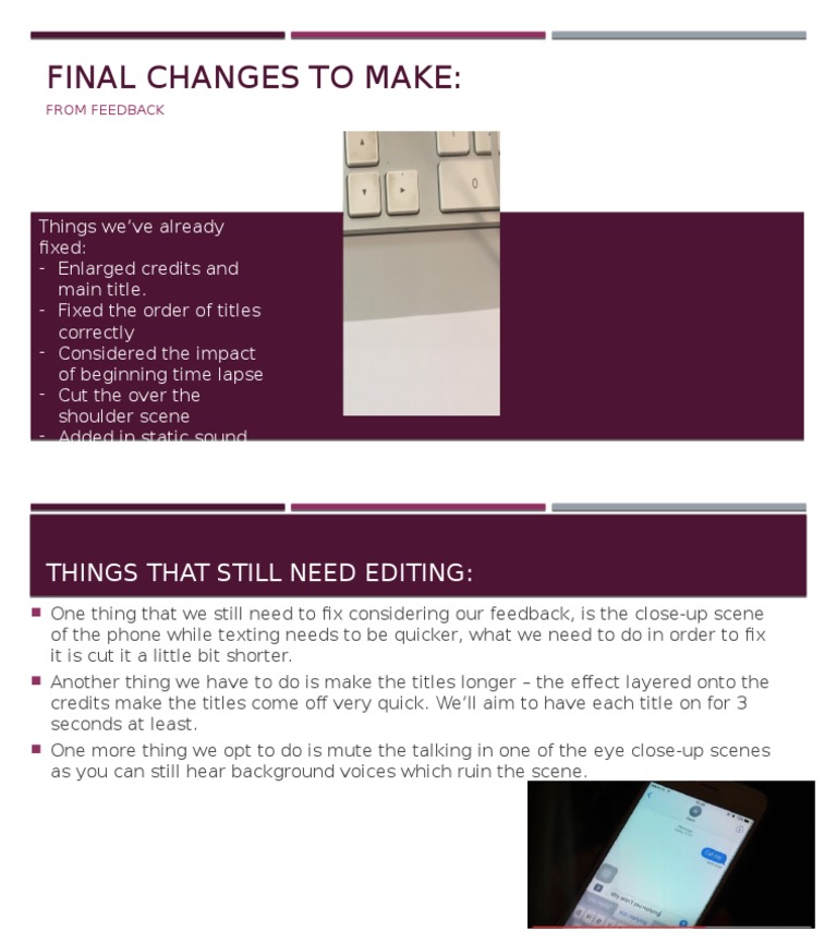 Final Changes To Make | PDF
