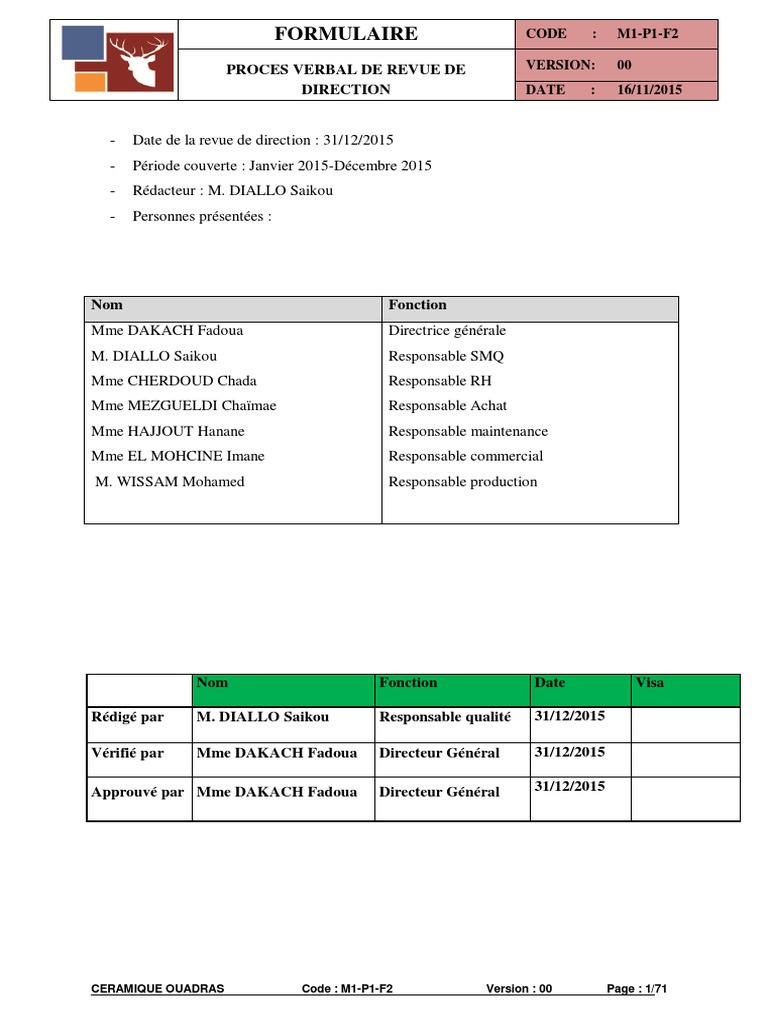 La Revue de Direction Qualité | PDF | Audit | Gestion des ressources ...