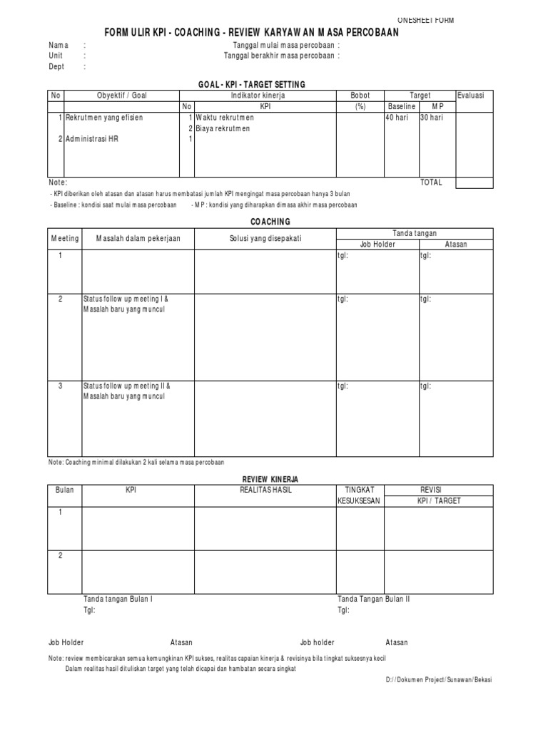 Form Kinerja Masa Training PDF | PDF